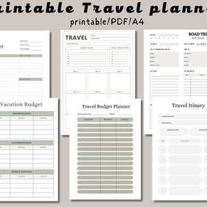 Modern Travel Planner Printable Travel Journal Travel Itinerary Flight ...