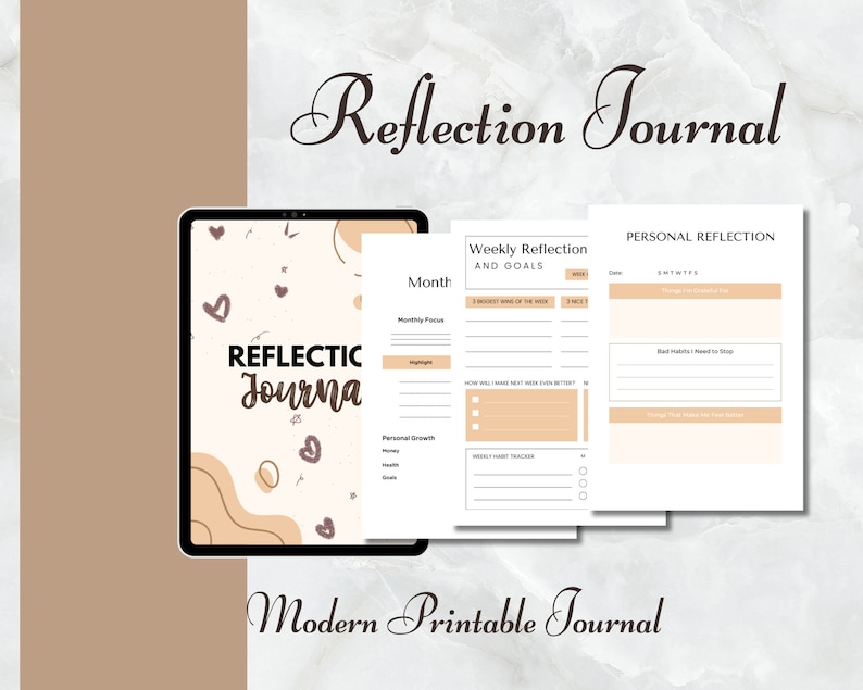Reflection Journal Printable Monthly Reflection Month in Review ...