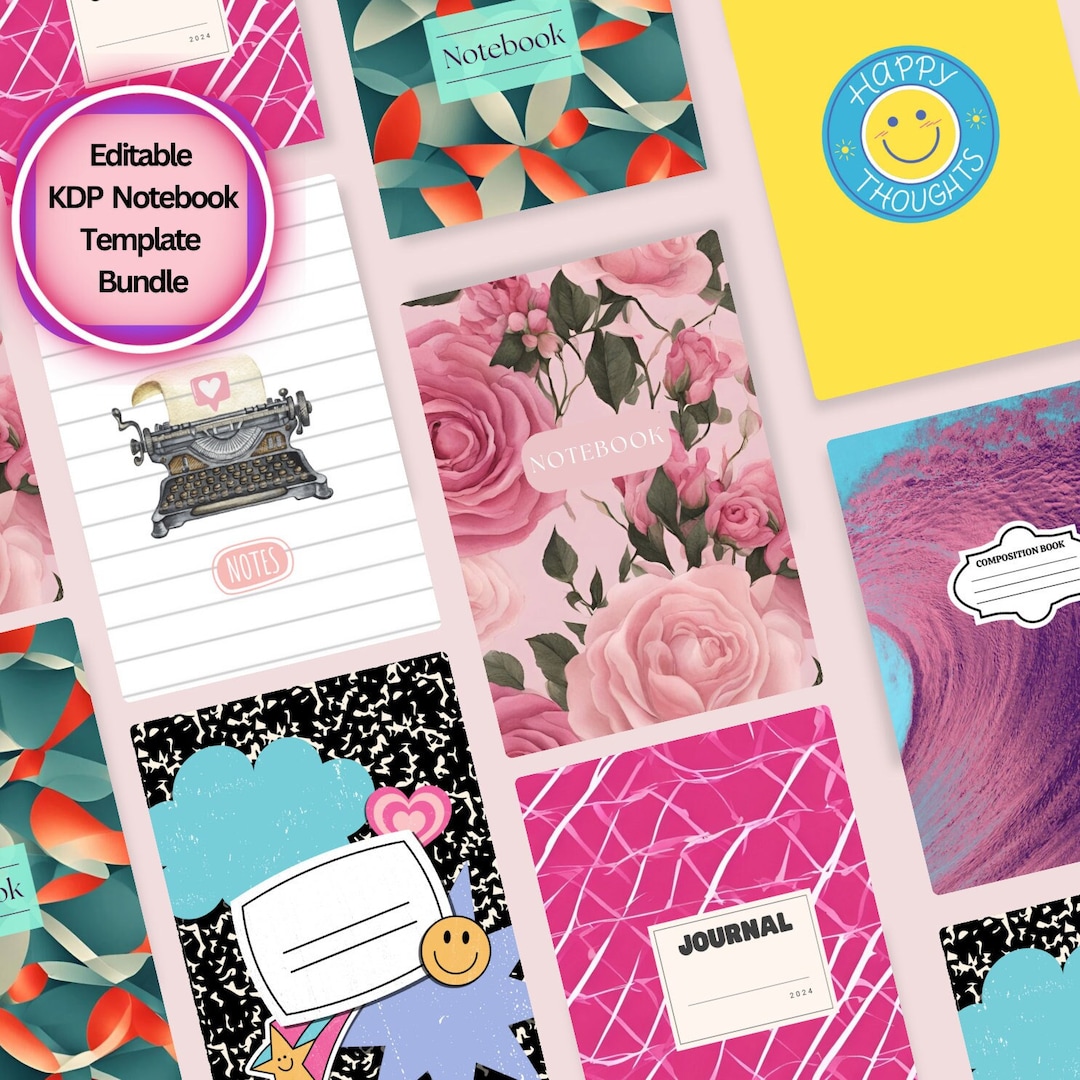 Editable Notebook Cover Canva Template Bundle, Journal Covers ...