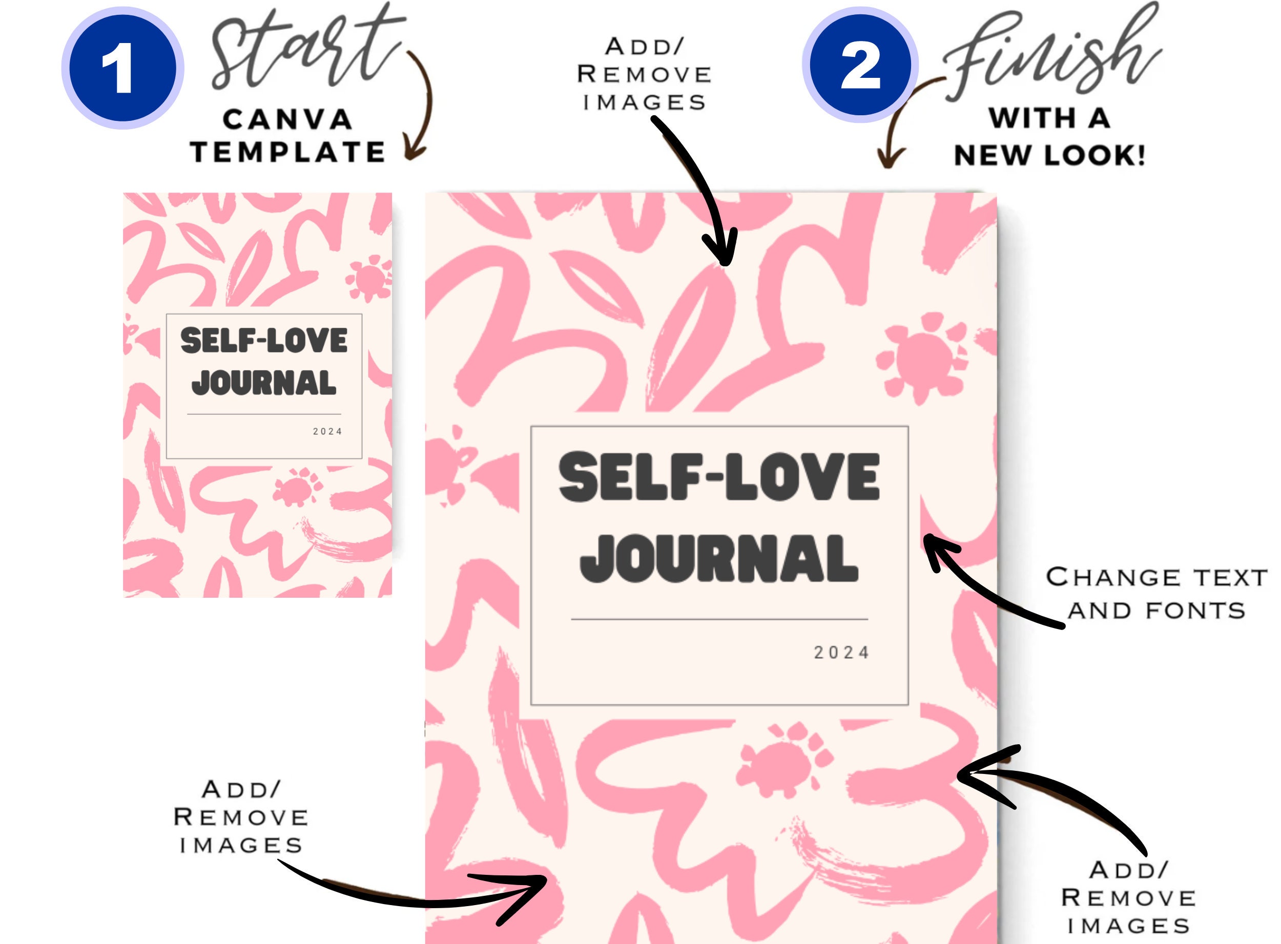 Editable Notebook Cover Canva Template Bundle, Journal Covers ...