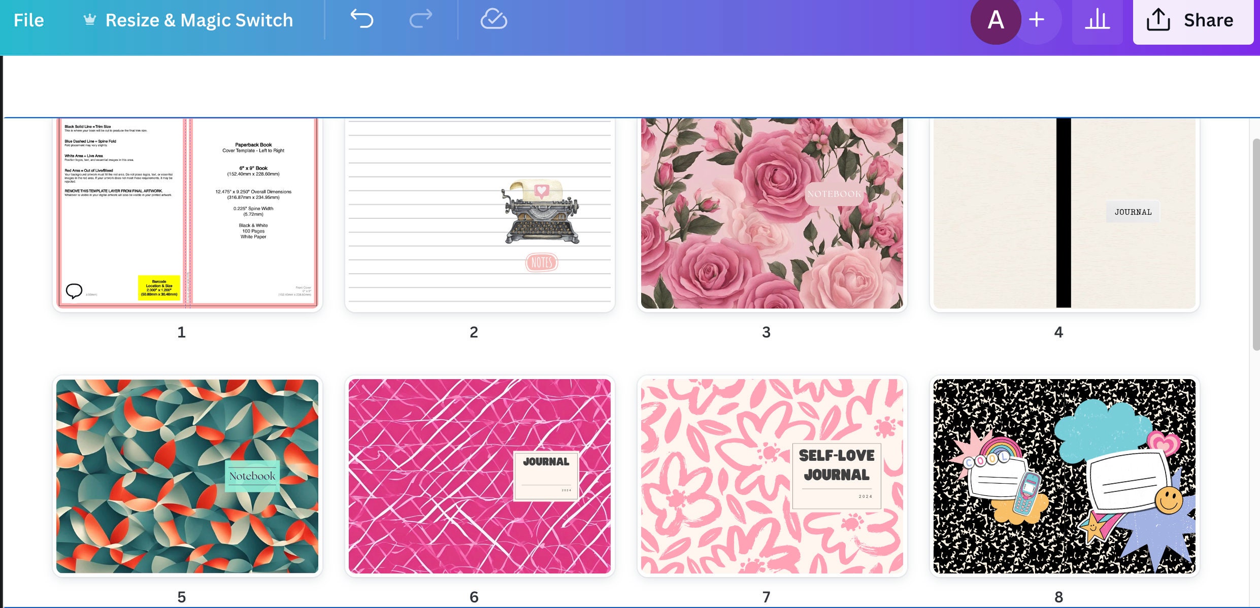 Editable Notebook Cover Canva Template Bundle, Journal Covers ...