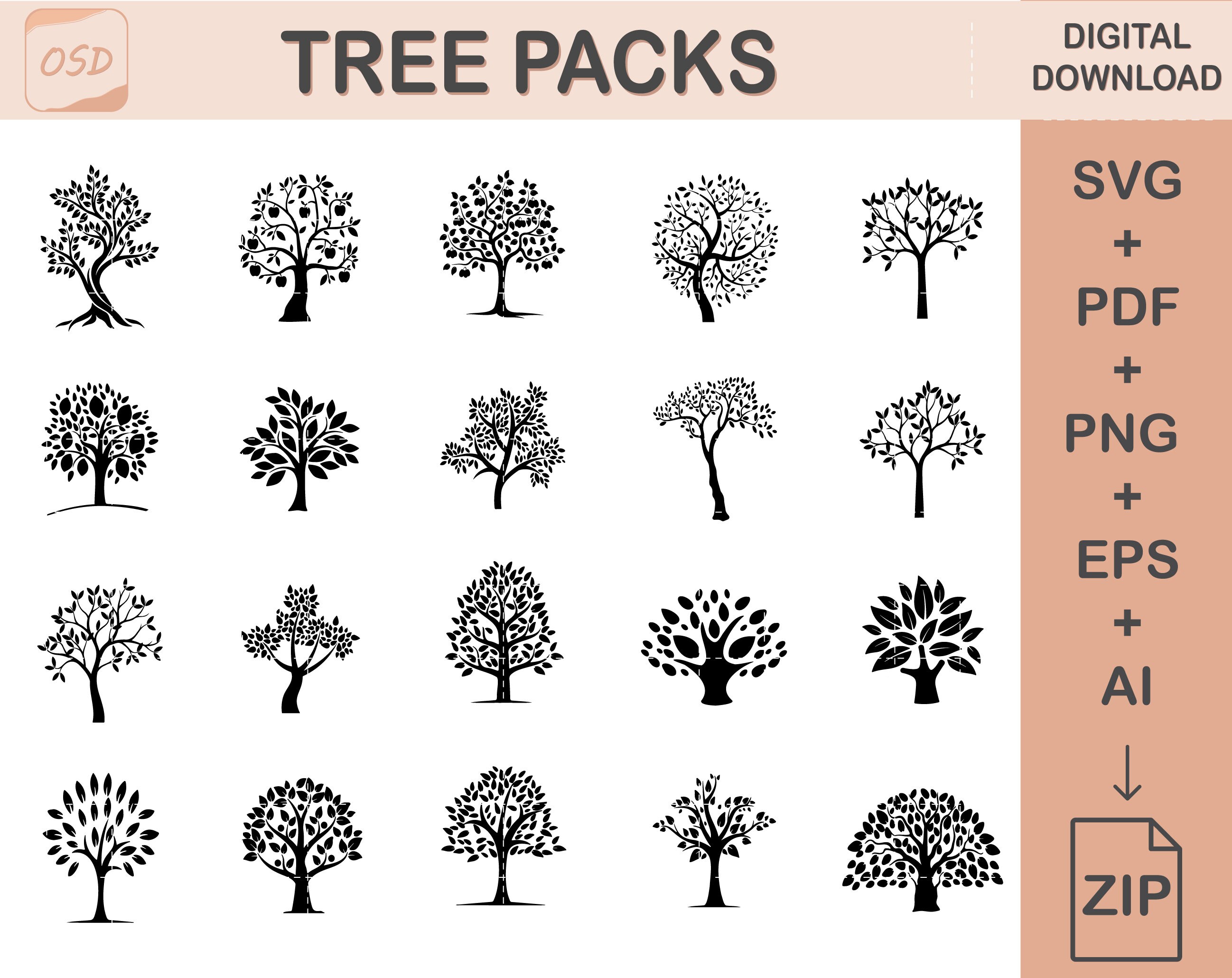 Tree Bundle Svg Tree svg | Etsy