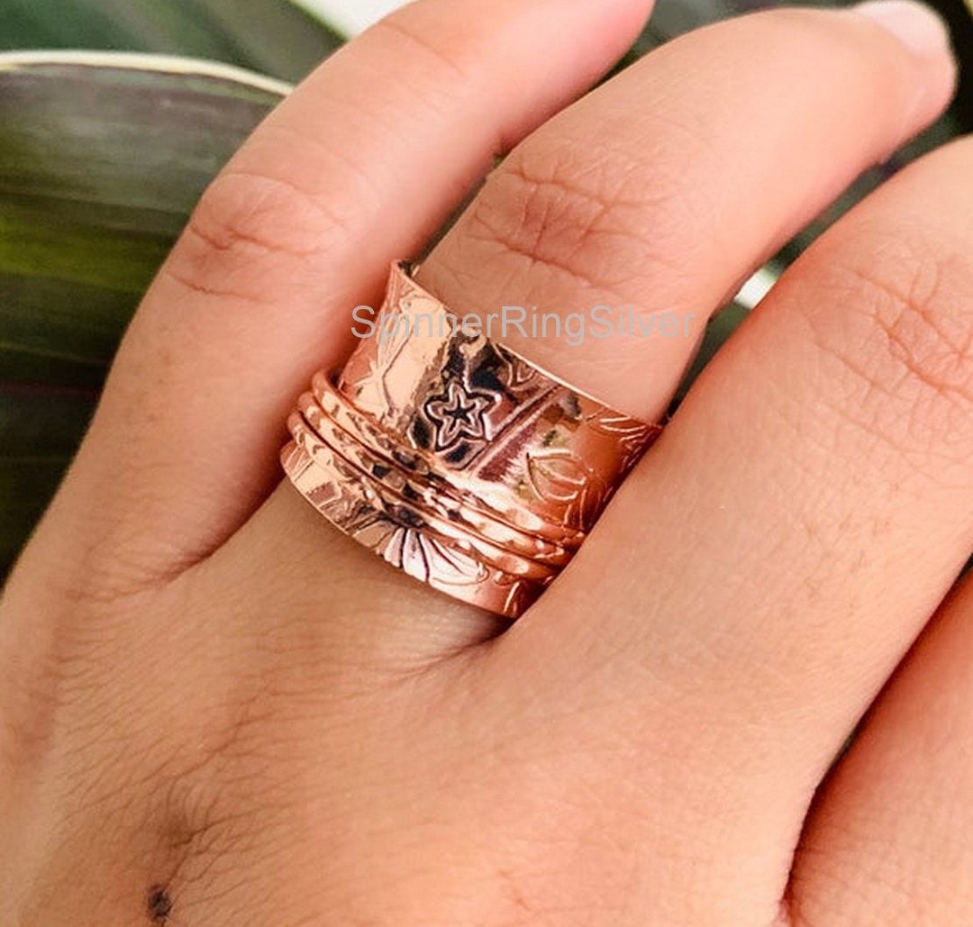 Copper Spinner Ring, Solid Copper Ring, Anxiety Ring, Fidget Ring ...