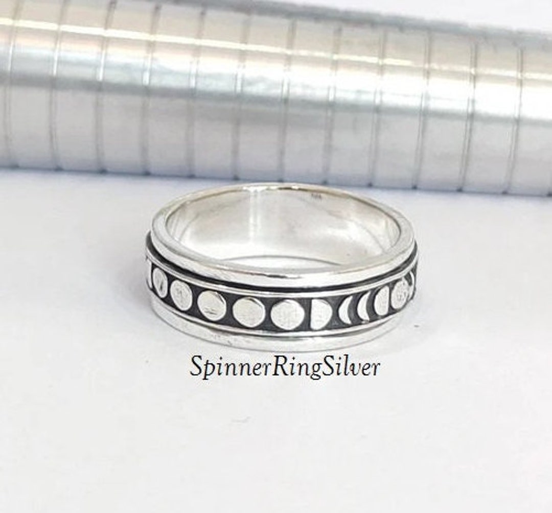 Moon Spinner Ring, Moon Phases Ring, Boho Ring Silver, Ring Moon ...