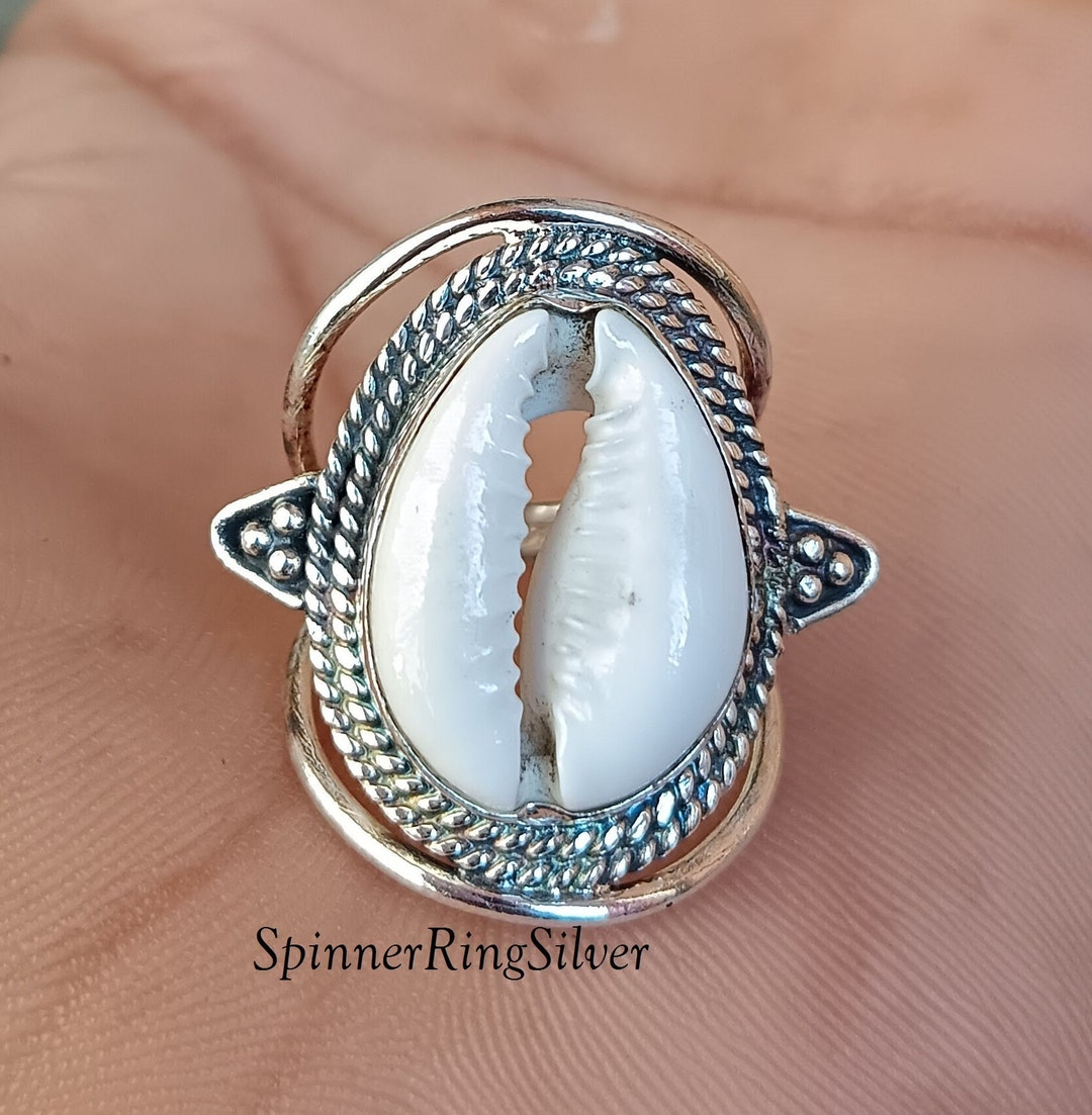 Cowrie Shell Ring, Cowrie Sterling Silver Ring, Natural Cowrie Ring ...