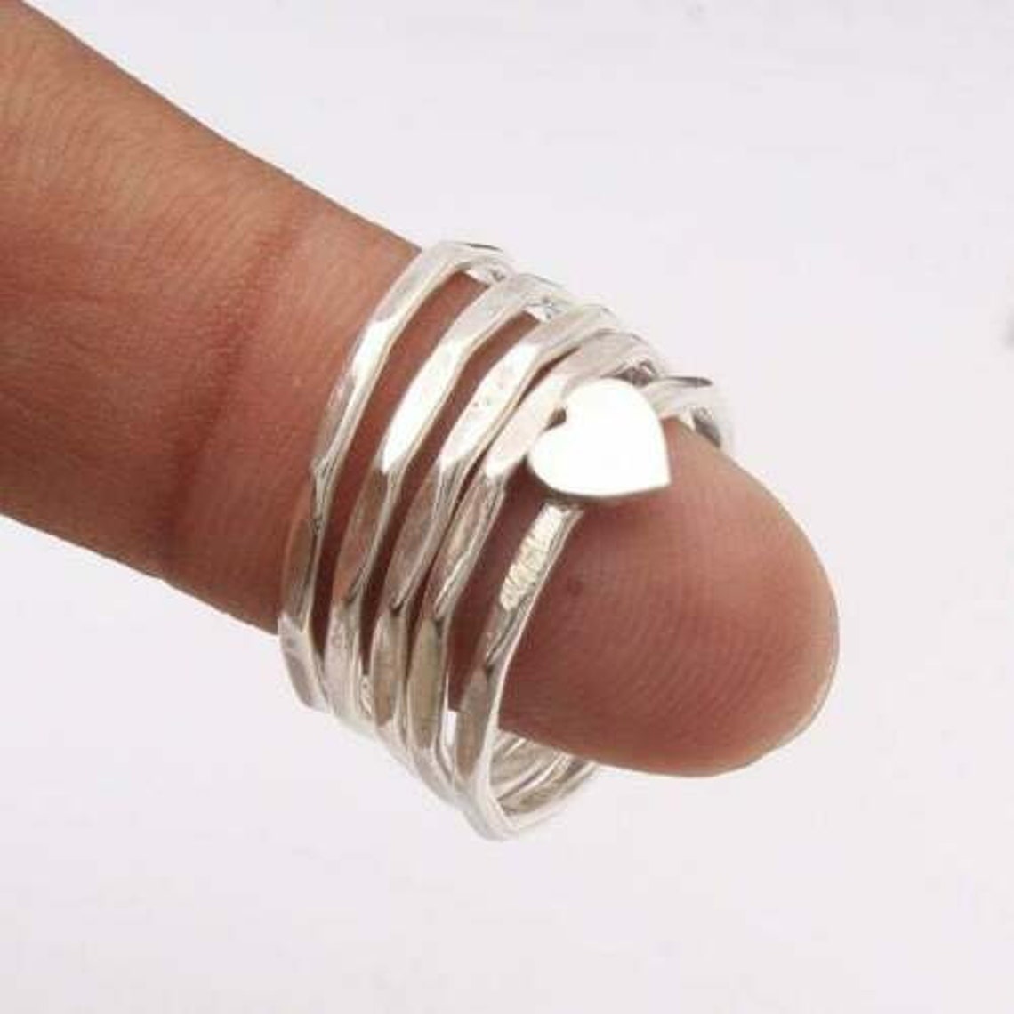 Stackable Silver Rings Set of 5 Silver Stackable Rings - Etsy