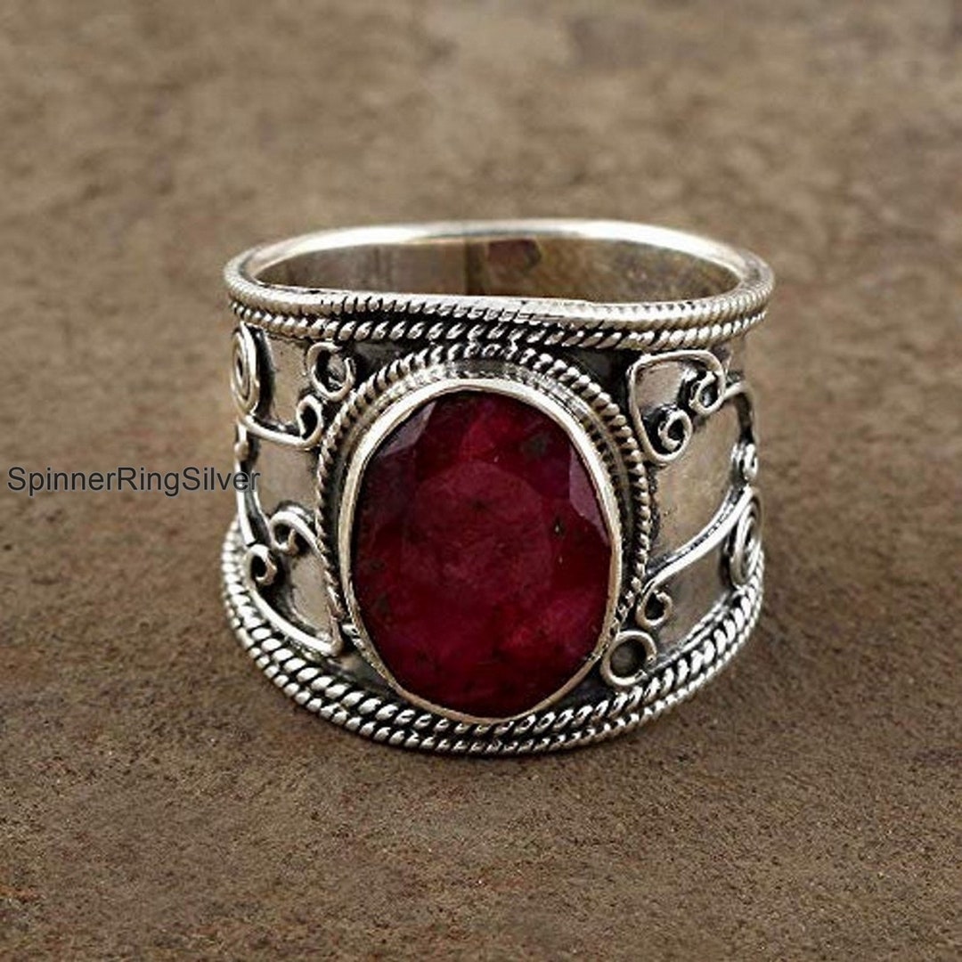 Ruby Gemstone Ring, 925 Sterling Silver Bands Ring, Designer Ring ...