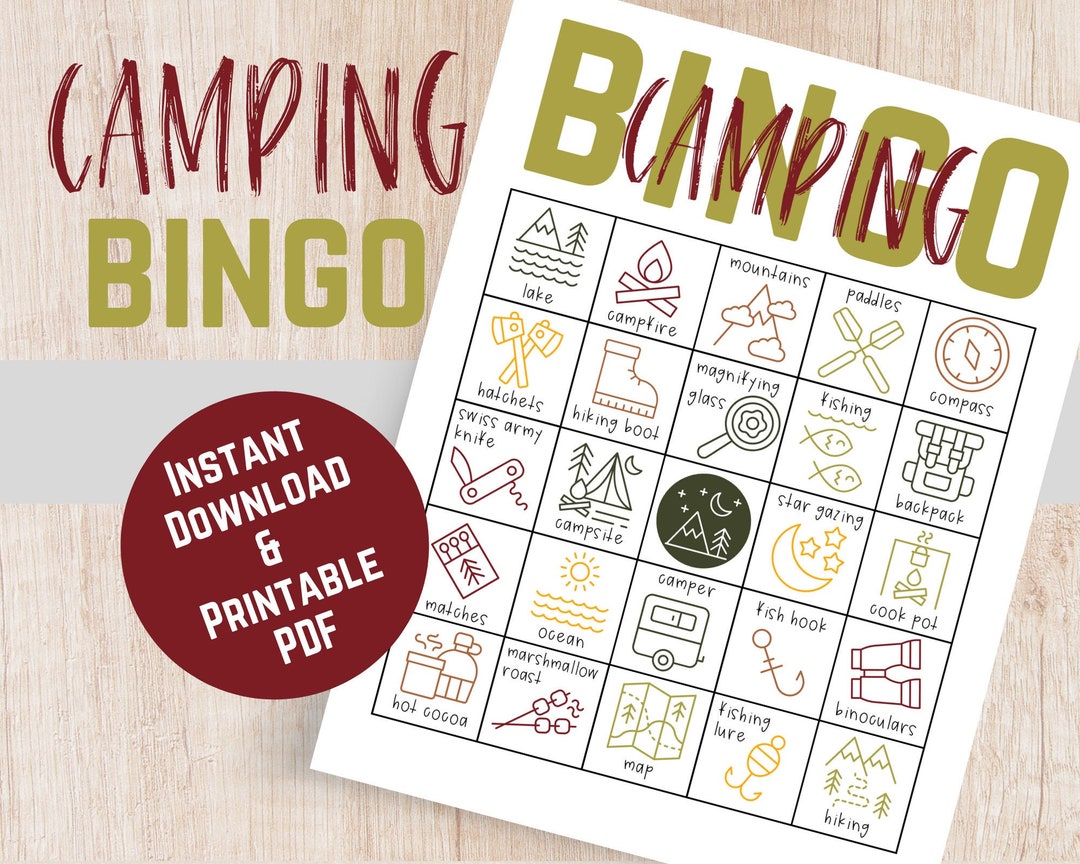 Camping Bingo . Camp Bingo . Printable PDF . Instant Download . 30 ...
