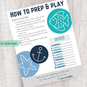 Nautical Word Scramble . Beach Scramble Game . Printable PDF . Instant ...