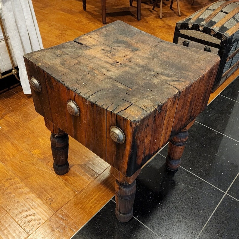 Antique Solid Maple Wood Butcher Block Table 24 X - Etsy