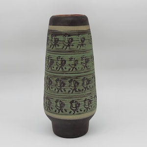 MCM Marzi and Remy Green Pottery Vase Germany Cuneiform - Etsy