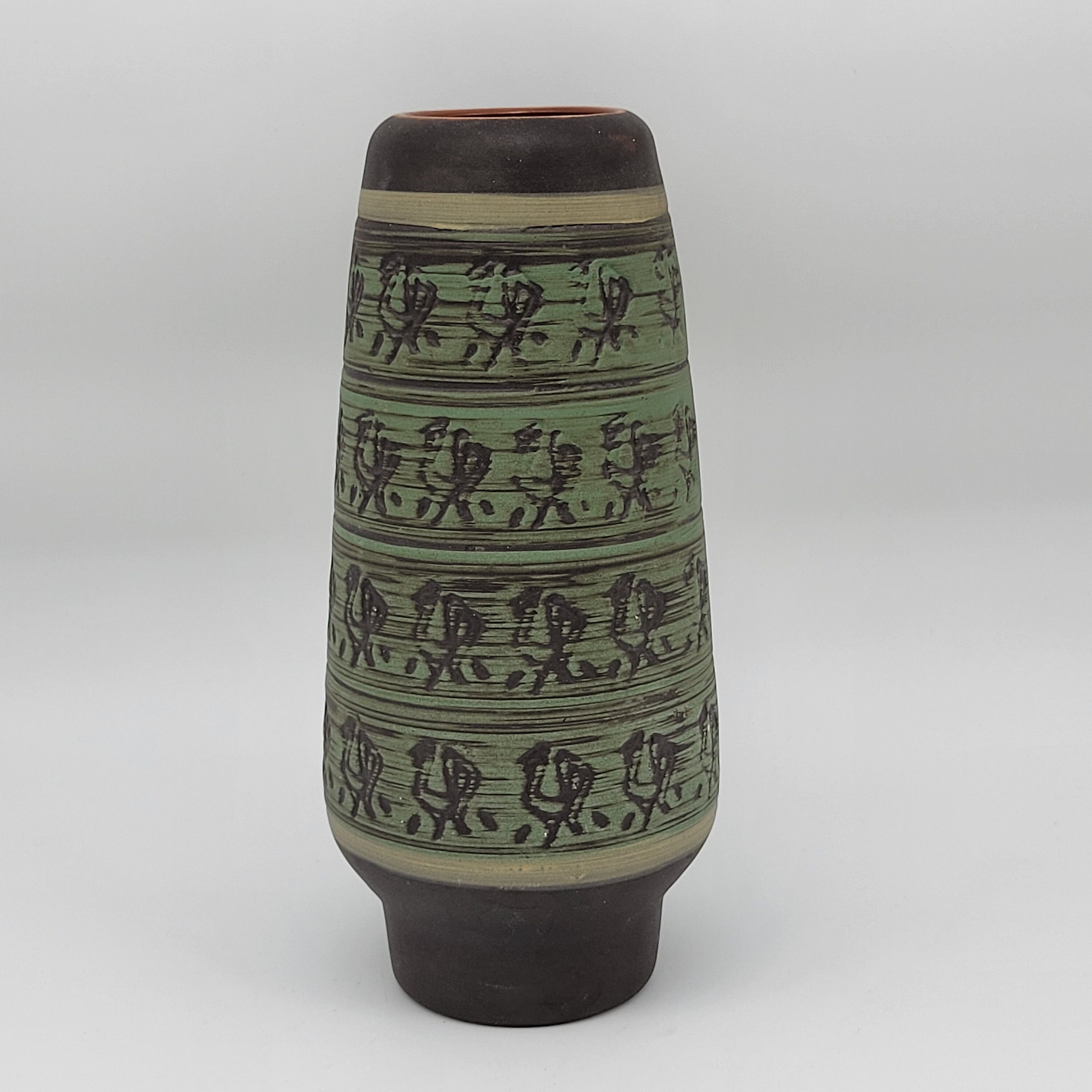 MCM Marzi and Remy Green Pottery Vase Germany Cuneiform - Etsy
