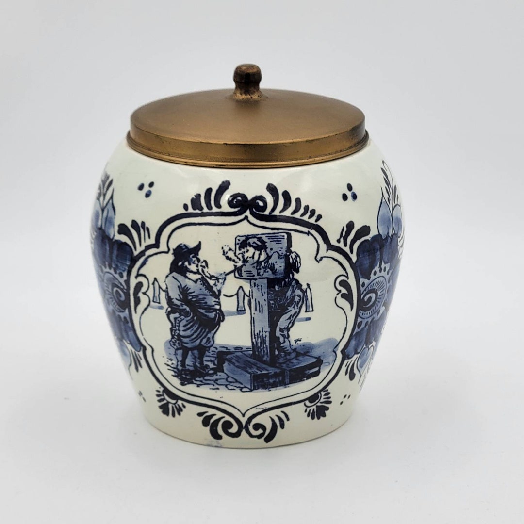 Vintage Delft Blue Holland Tobacco Jar Humador - Etsy