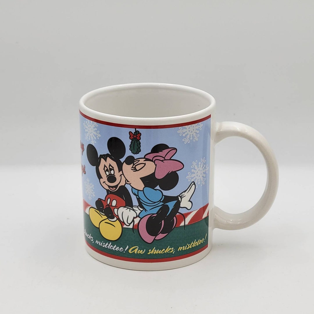 Vintage Mickey and Minnie Mouse Christmas Mug Mistletoe - Etsy