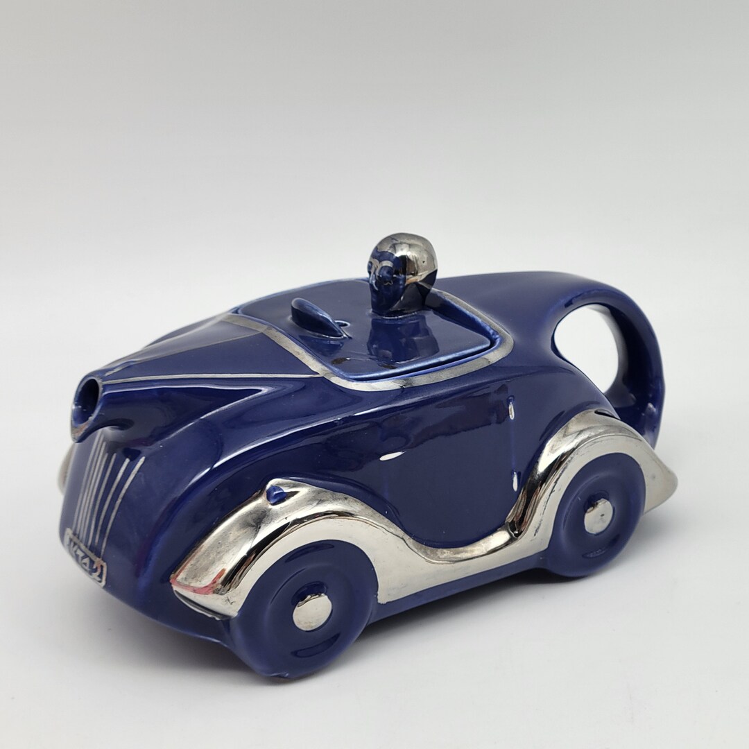 Sadler Race Car Teapot Dark Blue 1930's Repaired OKT42 - Etsy