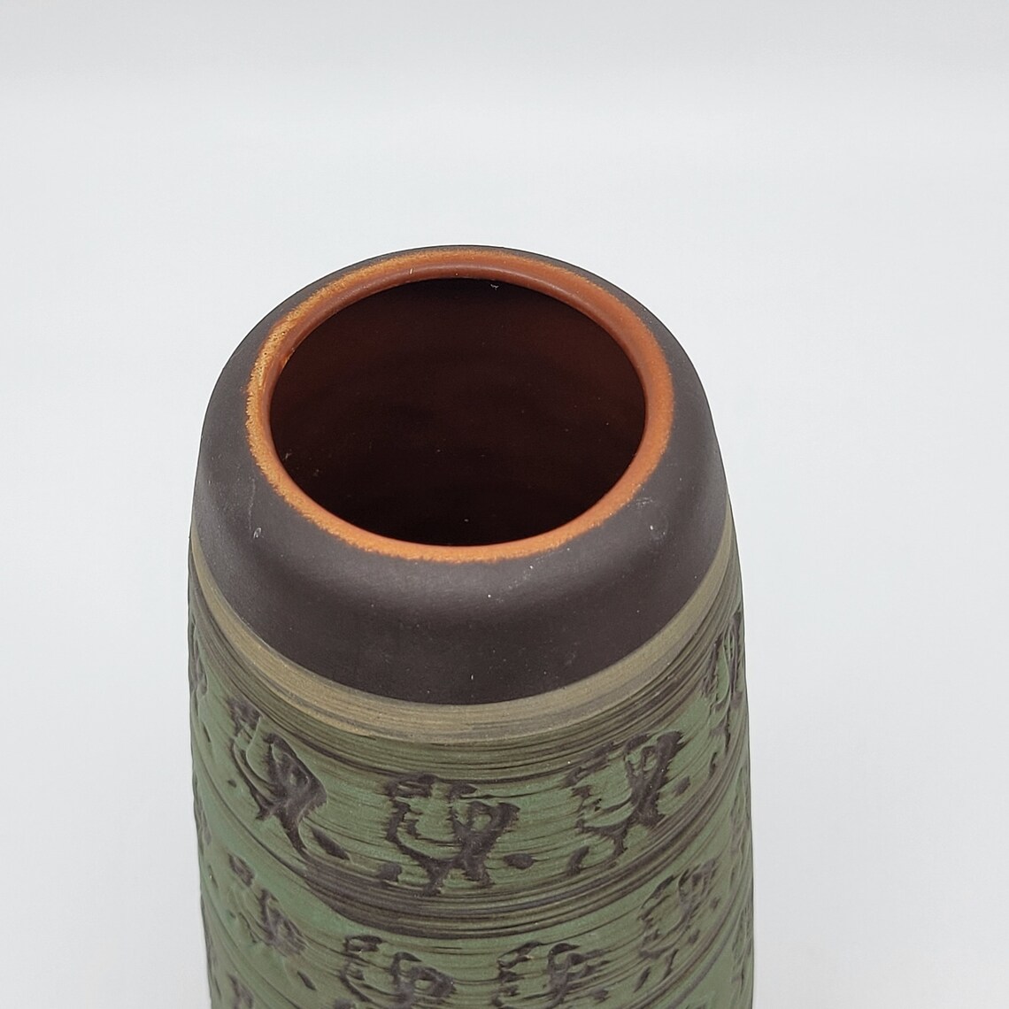 MCM Marzi and Remy Green Pottery Vase Germany Cuneiform - Etsy