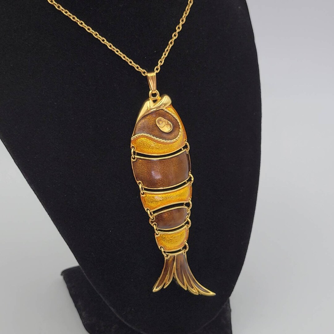 Vintage D'orlan Articulated Fish Necklace Gold Toned - Etsy