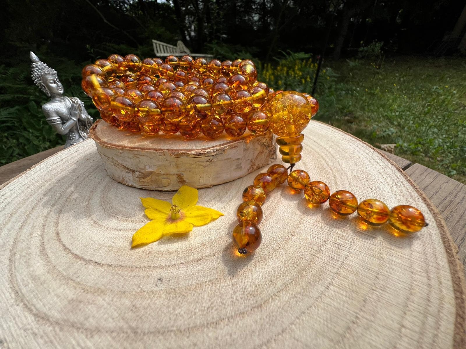 Cognac Amber Mala With Husk 8,8mm, Golden Amber Mala, Buddist Amber ...