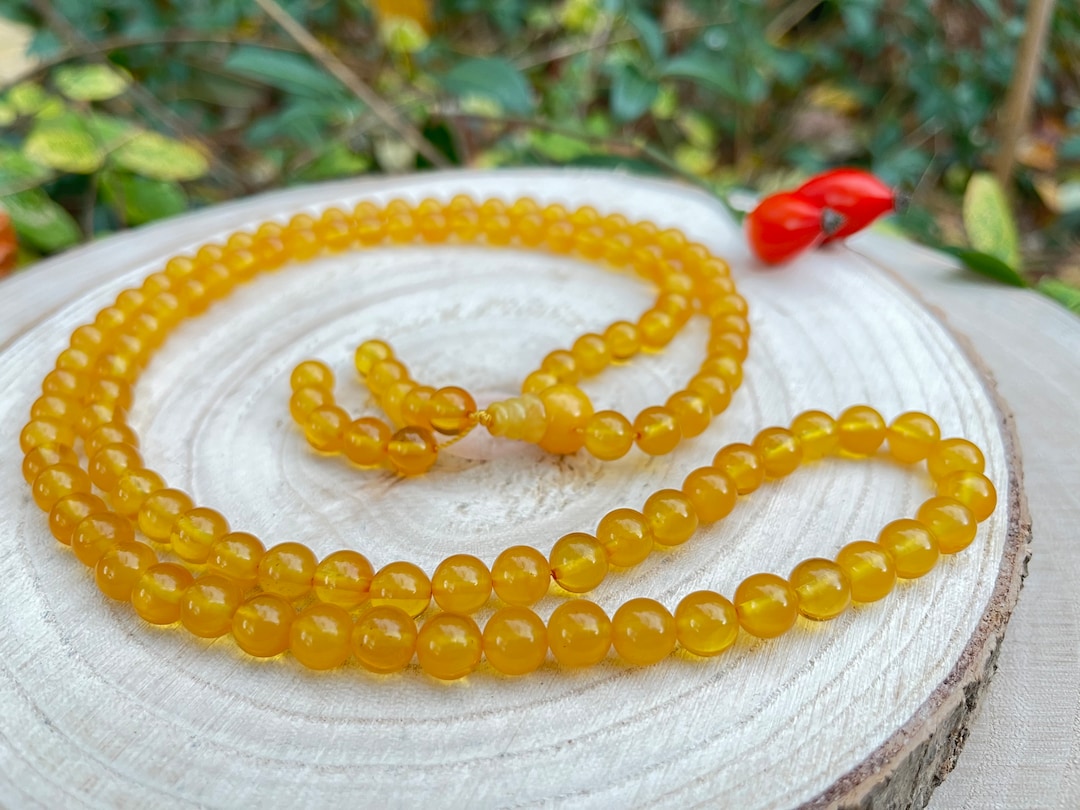 Yellow Amber Mala 7,5mm, Sunny Cognac Amber Mala, Genuine Amber Mala ...
