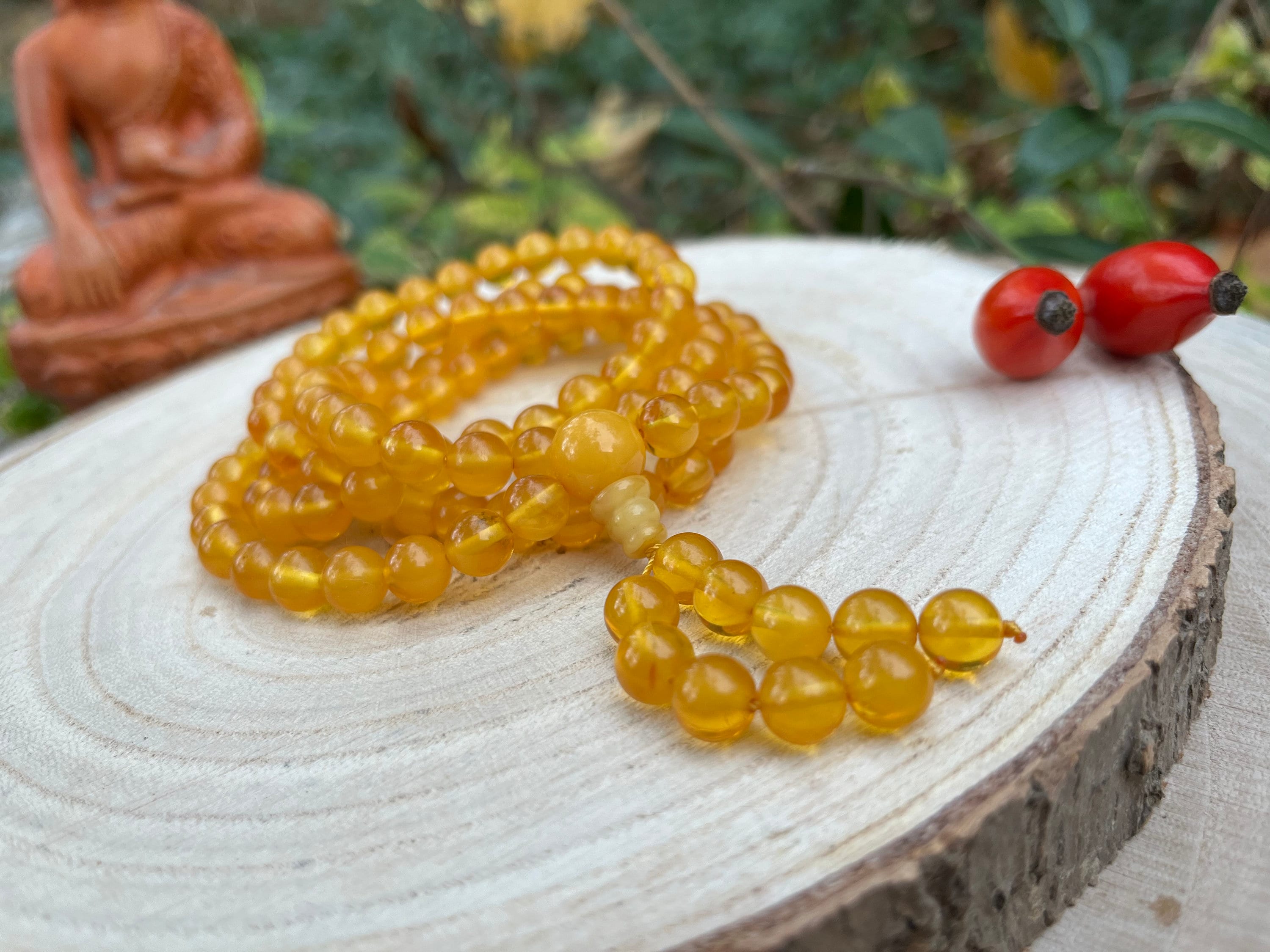 Yellow Amber Mala 7,5mm, Sunny Cognac Amber Mala, Genuine Amber Mala ...