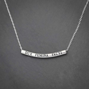 DUX FEMINA FACTI Necklace | Inspirational Latin Phrase Jewelry, Female ...
