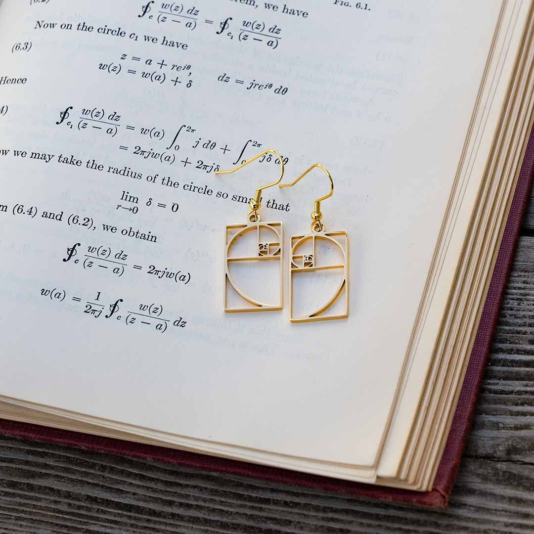 Fibonacci Spiral Earrings | Golden Ratio, Math Science Physics Jewelry ...