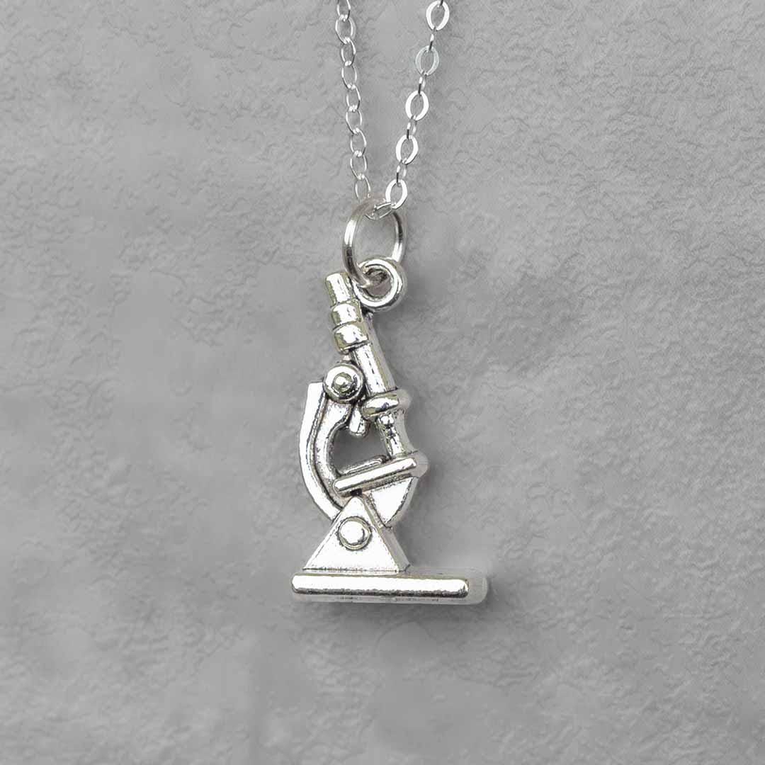 Microscope Charm Necklace | Biology Science Chemistry Jewelry, Unique ...