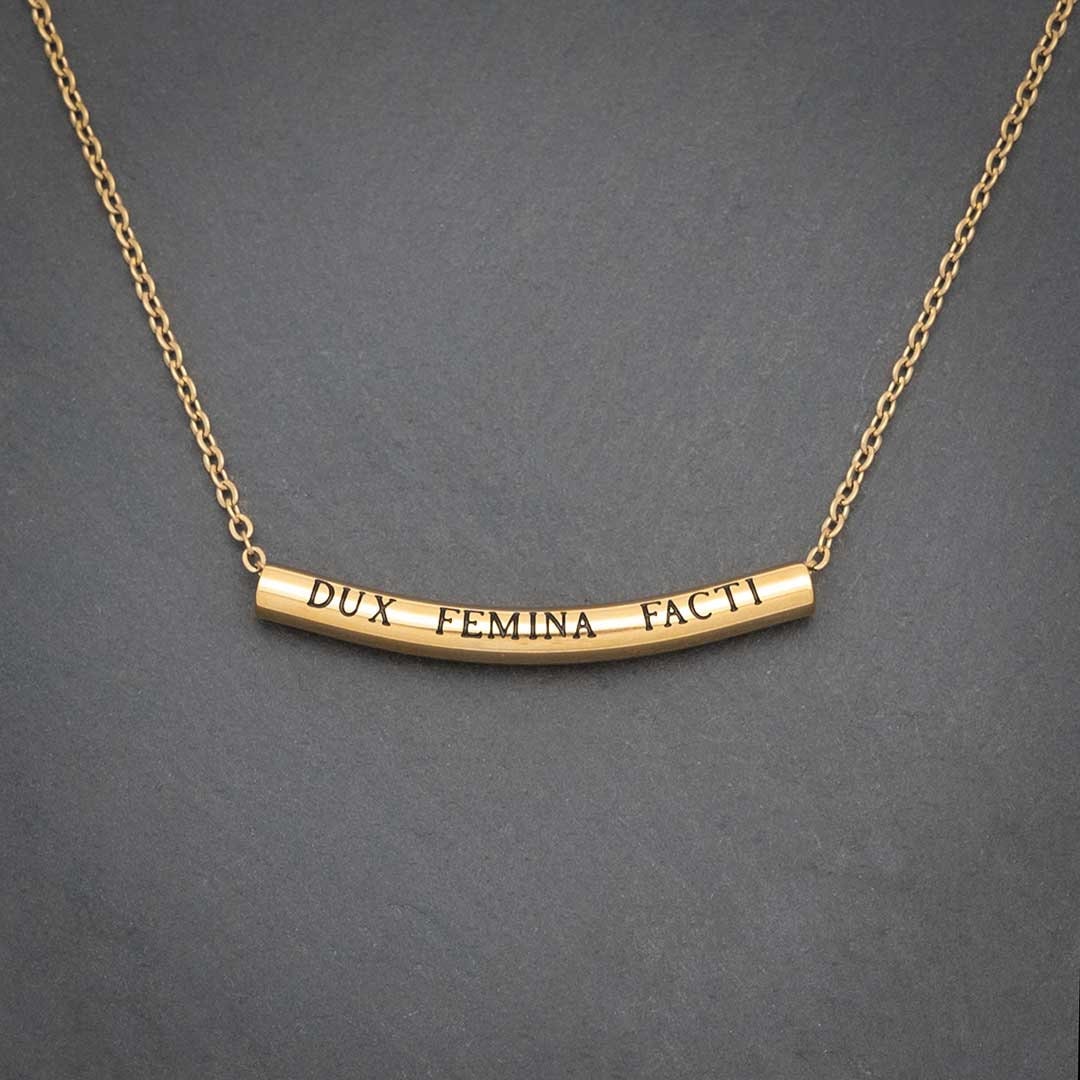 DUX FEMINA FACTI Necklace | Inspirational Latin Phrase Jewelry, Female ...