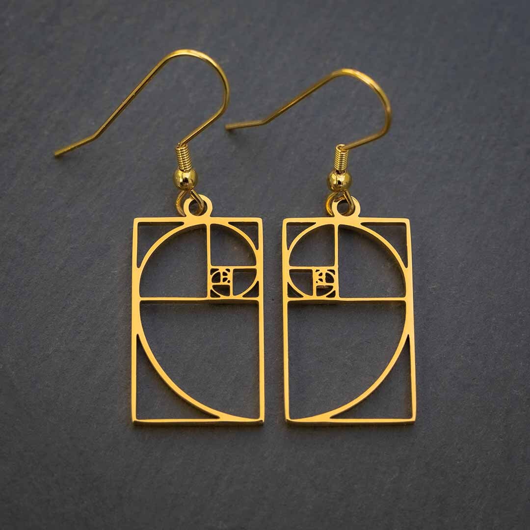 Fibonacci Spiral Earrings | Golden Ratio, Math Science Physics Jewelry ...