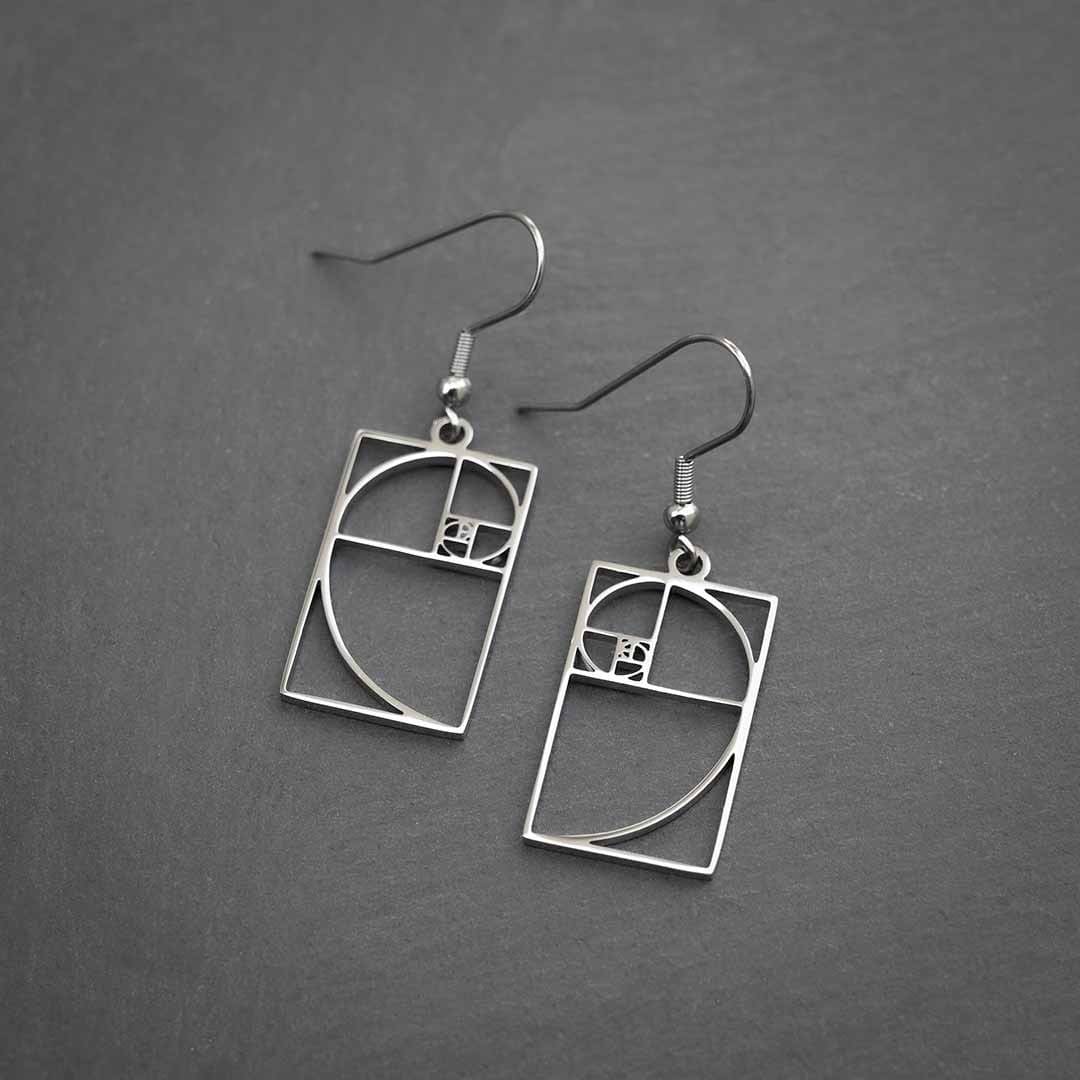 Fibonacci Spiral Earrings | Golden Ratio, Math Science Physics Jewelry ...