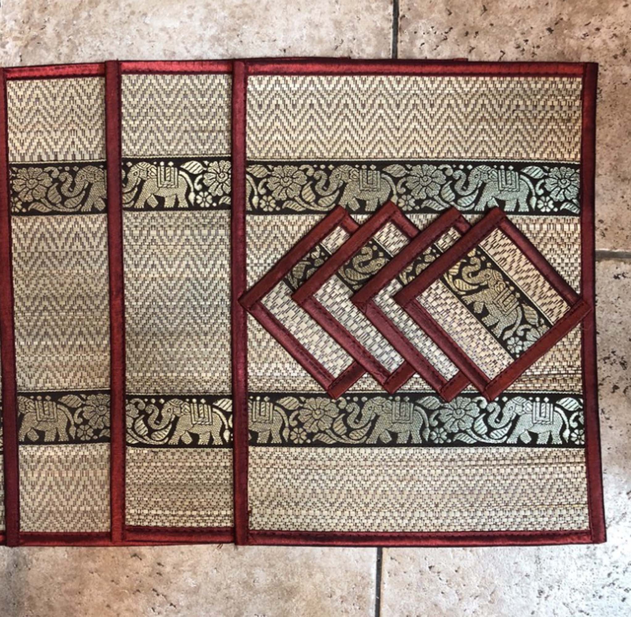 5 Set of 4 Pcs. Placemats and Coasters Made From Reed Mats, Thai ...