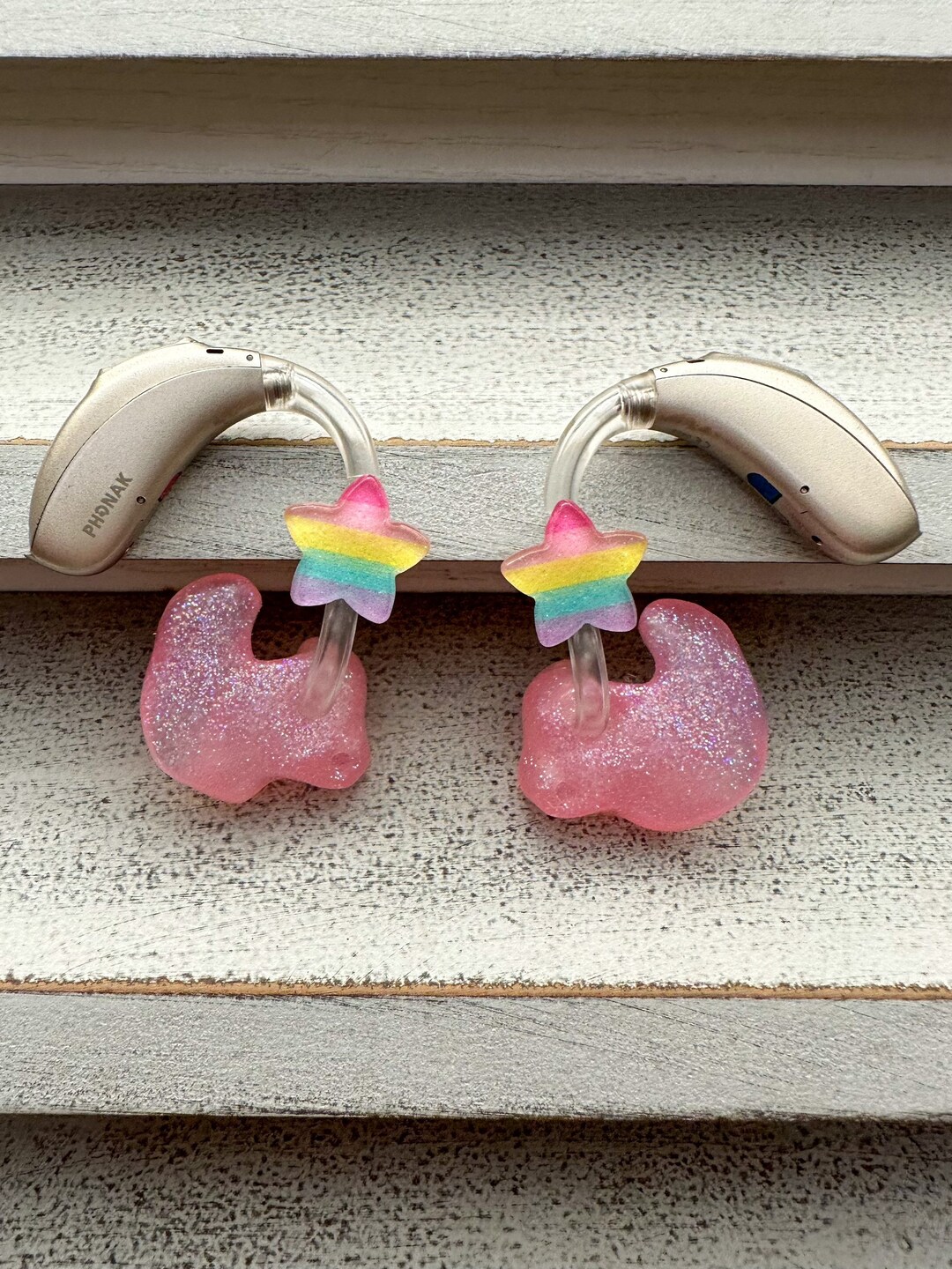 Hearing Aid Whimsy | Pastel Glitter Rainbow Star Hearing Aid Charms Set ...