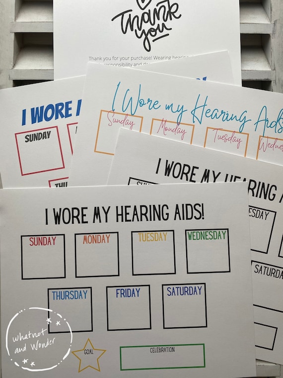 Hearing Aid Chart for Kids Hearing Aid Tracker Motivation - Etsy