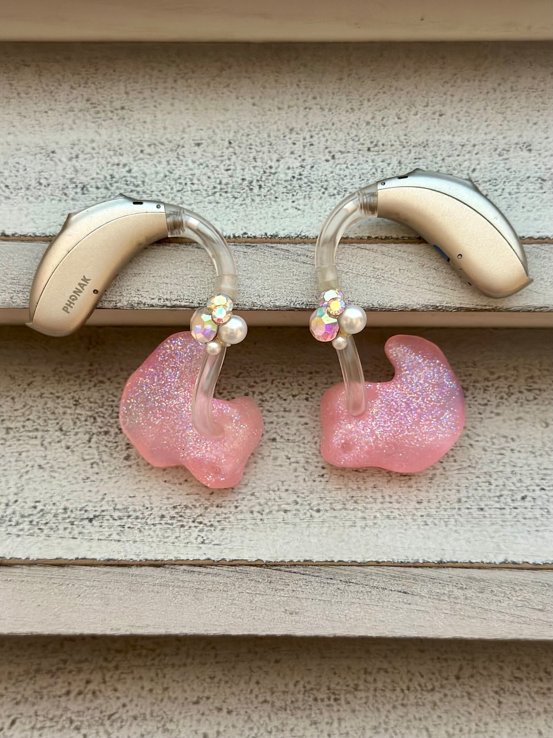 Hearing Aid Charms | Gold Rhinestone Pearl Cluster Bauble Hearing Aid ...