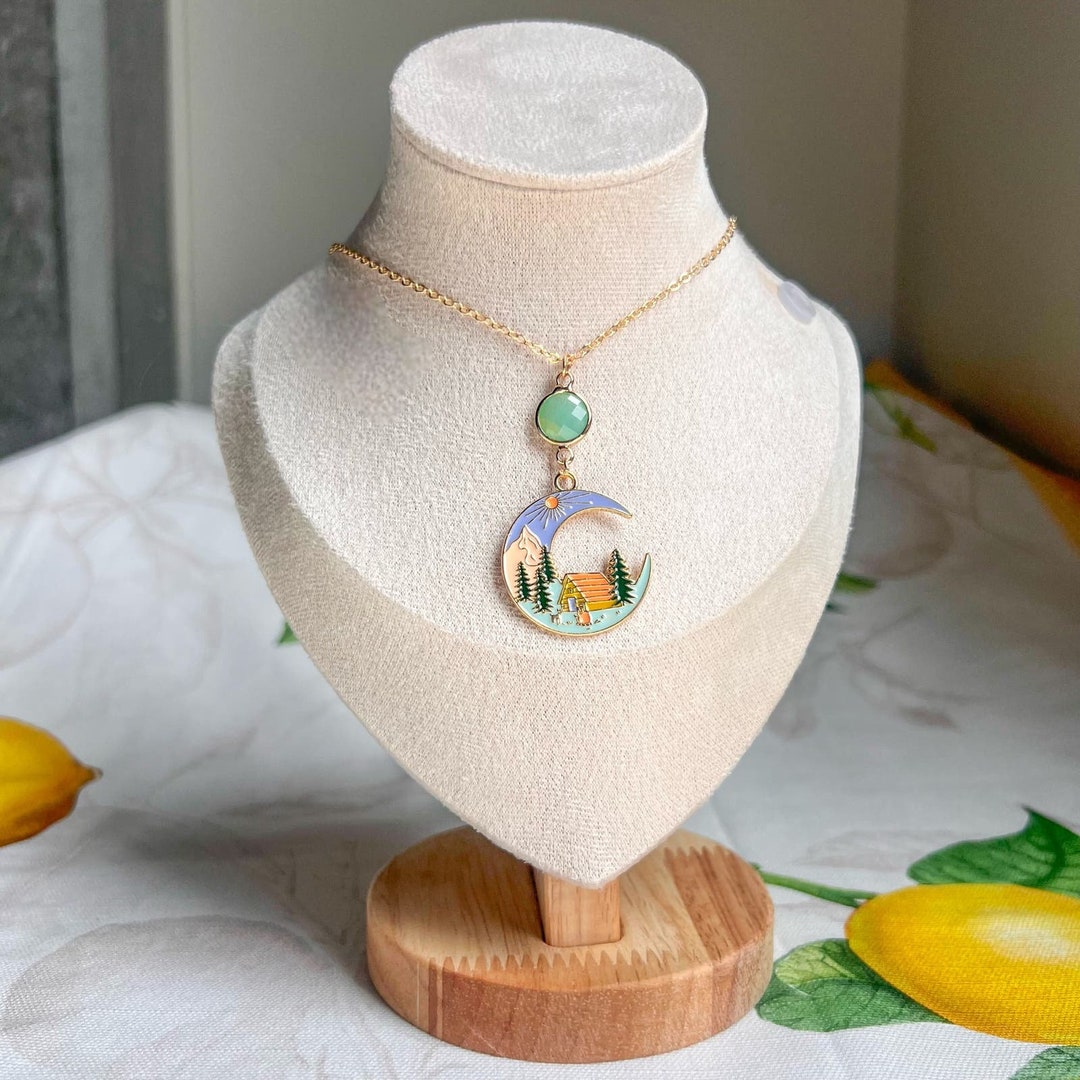 Chalcedony Sea Green Fun Camping Crescent Moon Tent Forest Scenery Gift ...