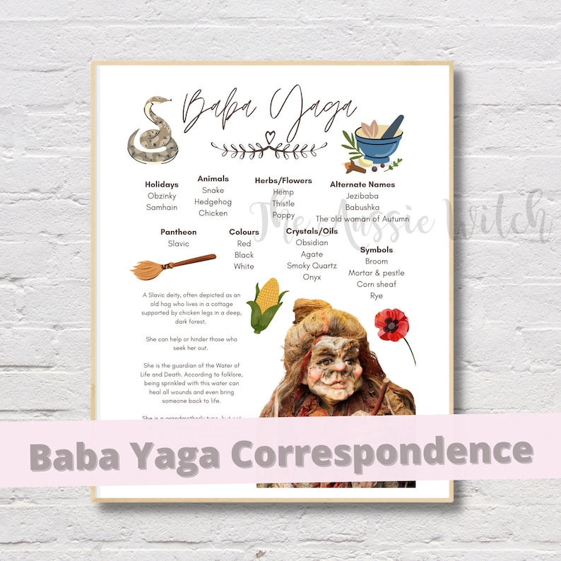 Goddess Baba Yaga Printable Correspondence for Book of Shadows/grimoire ...