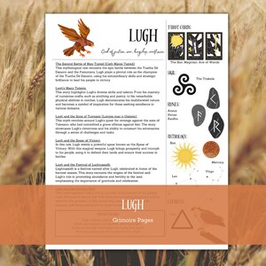 Lugh Celtic God Printable Grimoire Pages - Etsy