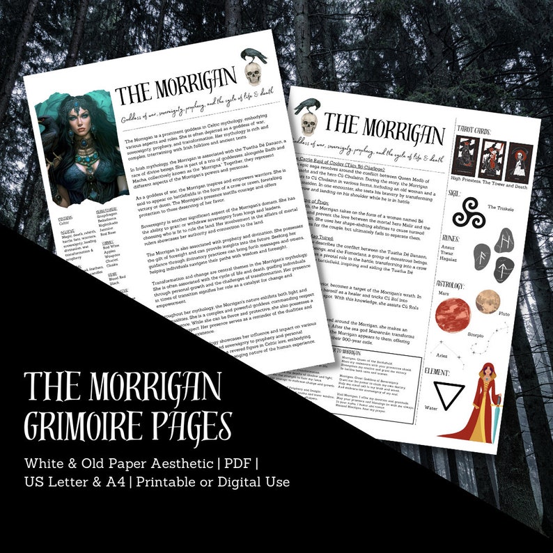 Goddess Morrigan Printable Book of Shadows/grimoire Pages - Etsy