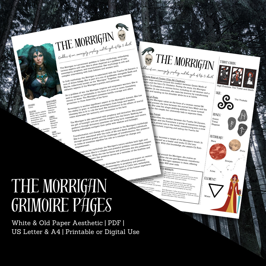 Goddess Morrigan Printable Book of Shadows/grimoire Pages - Etsy