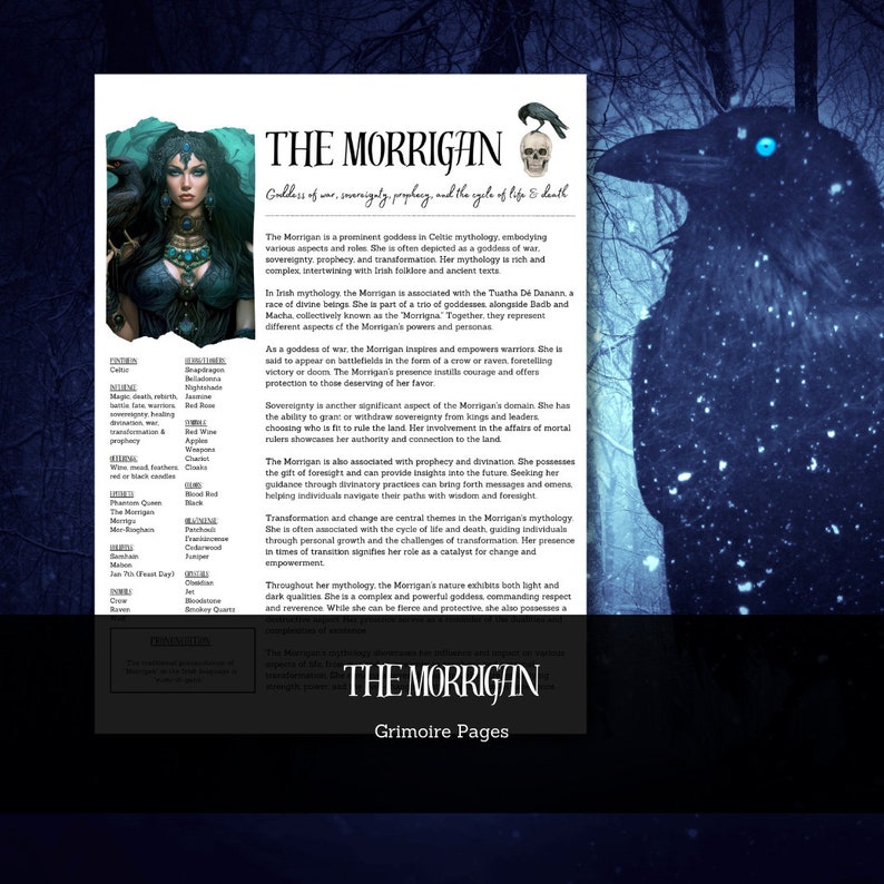 Goddess Morrigan Printable Book of Shadows/grimoire Pages - Etsy
