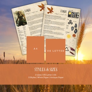 Lugh Celtic God Printable Grimoire Pages - Etsy