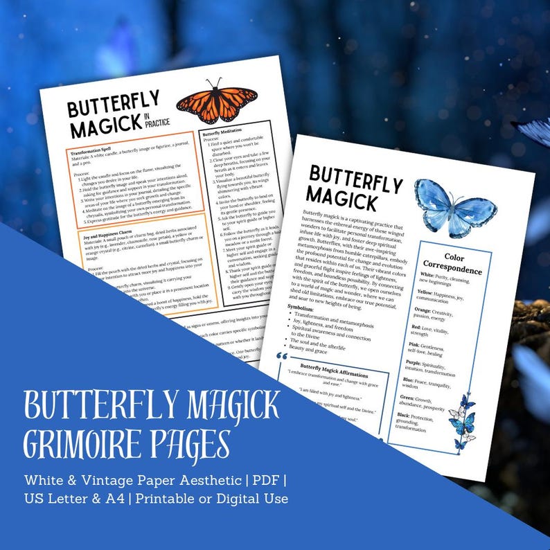 Butterfly Magick Book of Shadow Printable. Grimoire. Witchcraft. Pagan ...