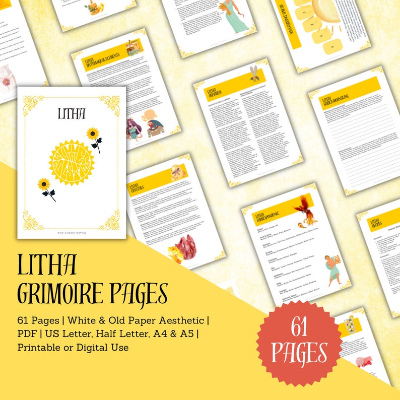 Litha Printable Grimoire Pages - Etsy