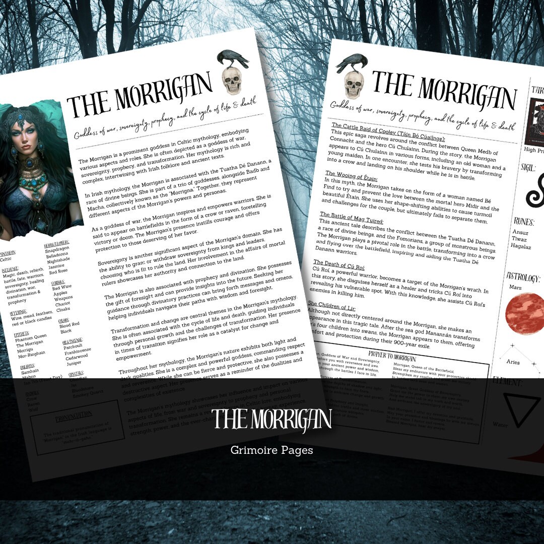 Goddess Morrigan Printable Book of Shadows/grimoire Pages - Etsy