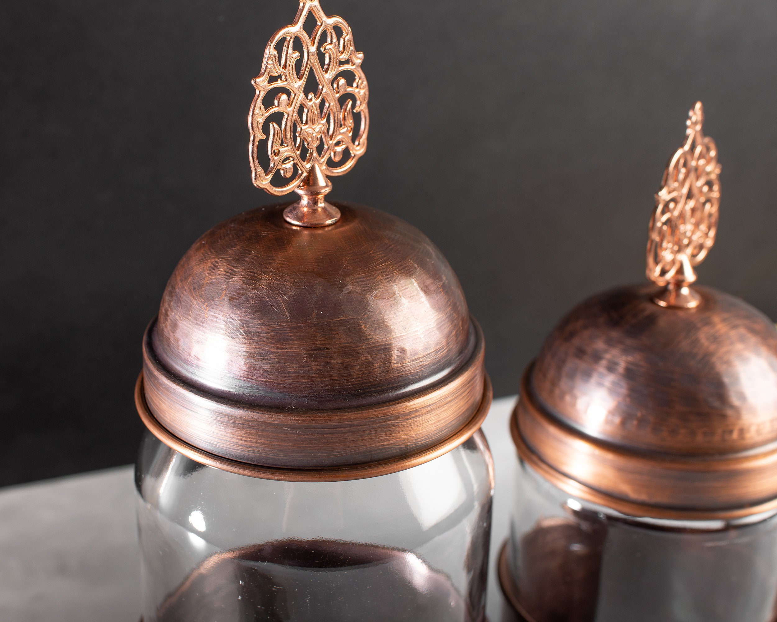 Hammered Copper and Glass Canister Set of 3: Vintage Kitchen Storage - Etsy