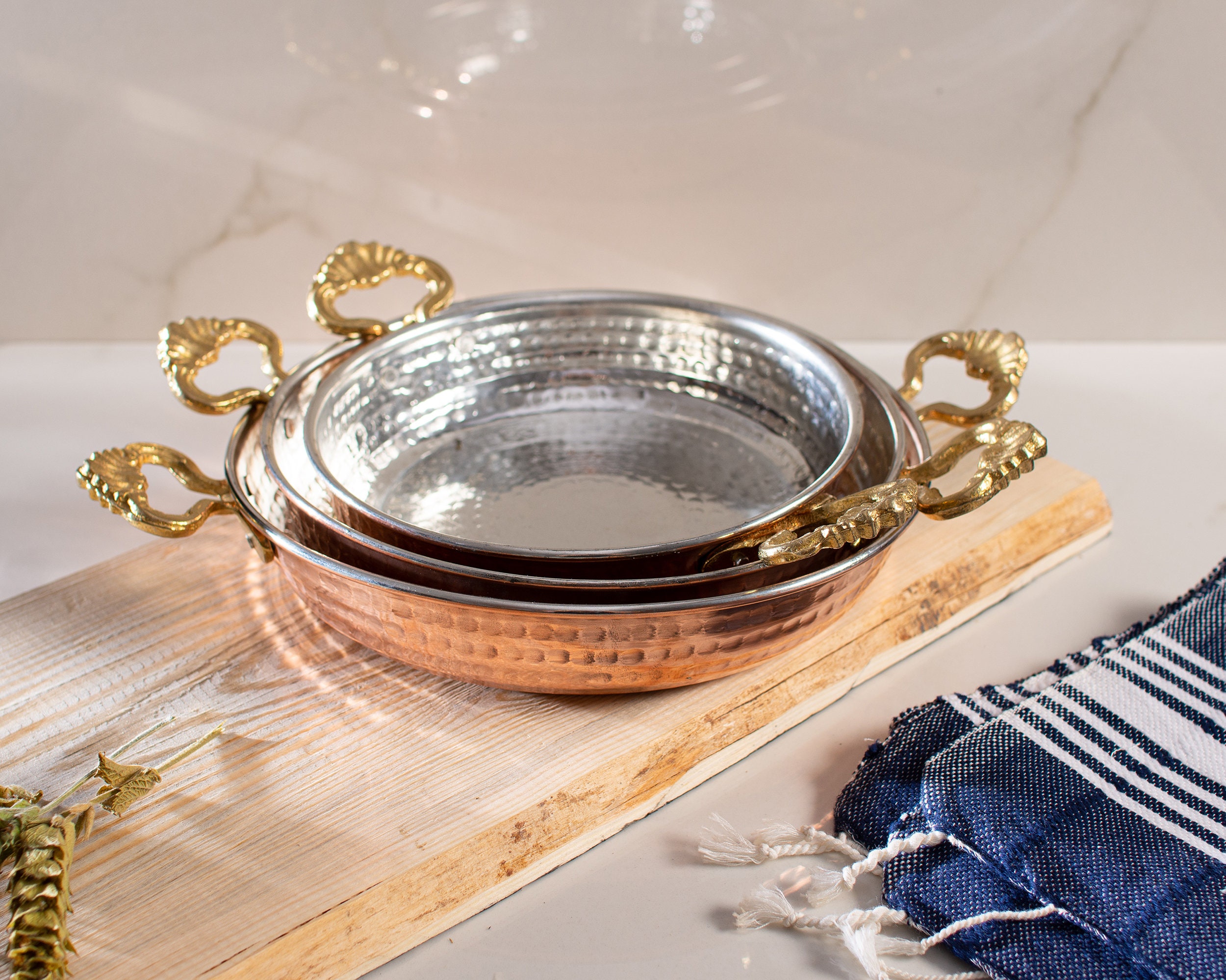 Handmade Copper Pan Set/3 Piece Handmade Copper Pan Frying | Etsy