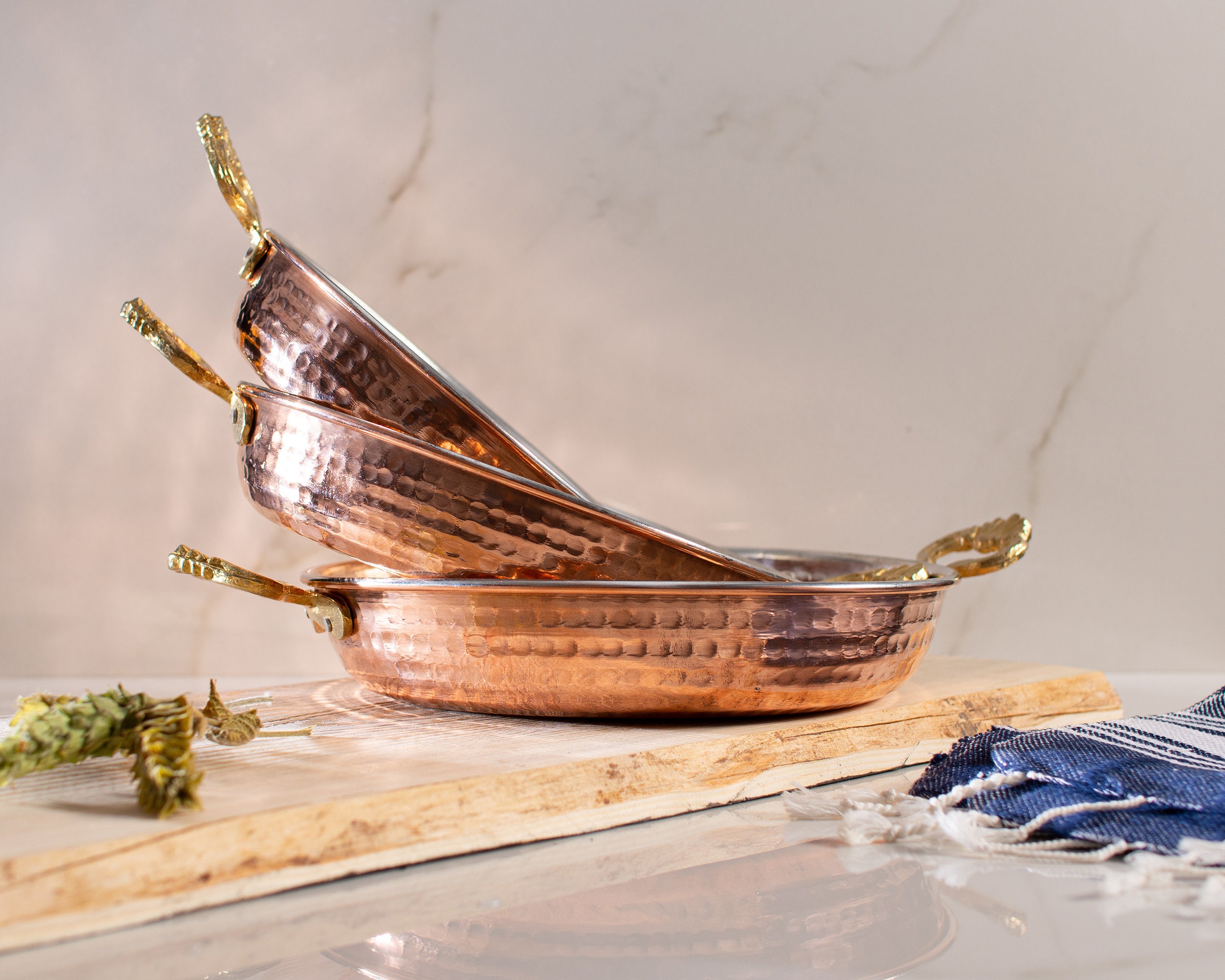 Handmade Copper Pan Set/3 Piece |handmade Copper Pan | Frying Pan ...