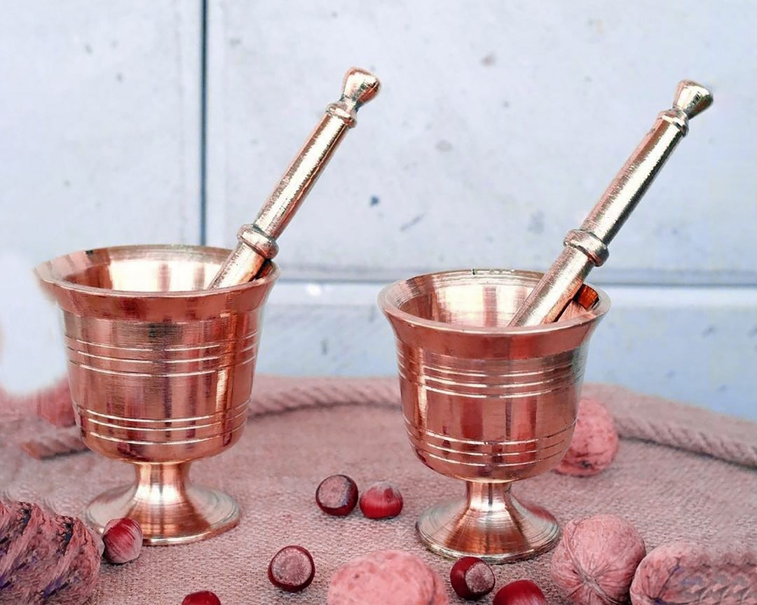 Handmade Brass Mortar , Copper Spice Grinder , Havan , Vintage Brass ...