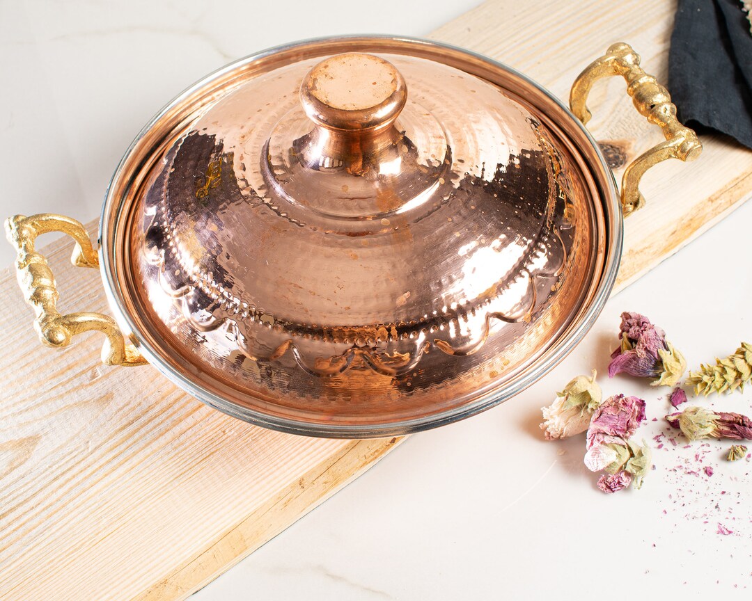 Copper Pan,copper Pot With Lid,solid Copper,copper Dinner Pan,christmas ...