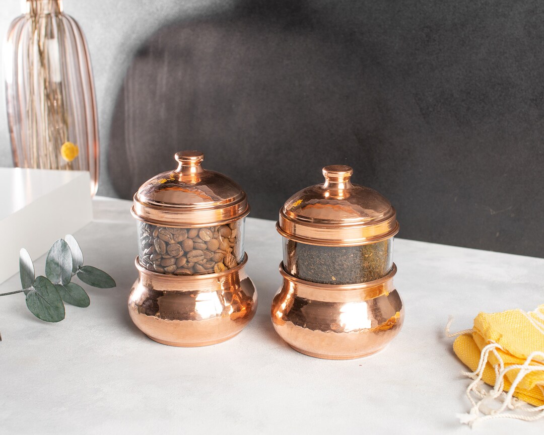 Copper Container , Copper Sugar Bowl , Copper Canister Set , Handmade ...